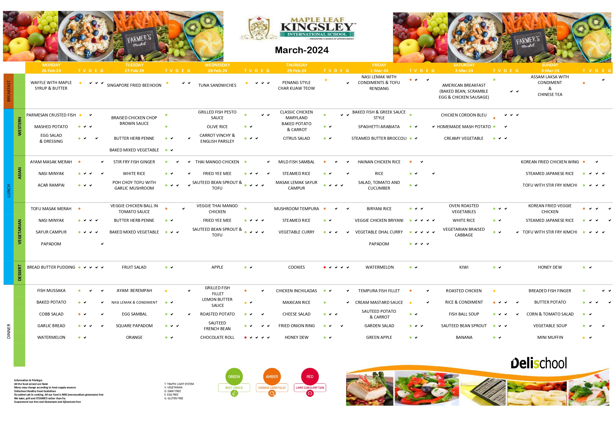 Food Menu - Maple Leaf Kingsley International School