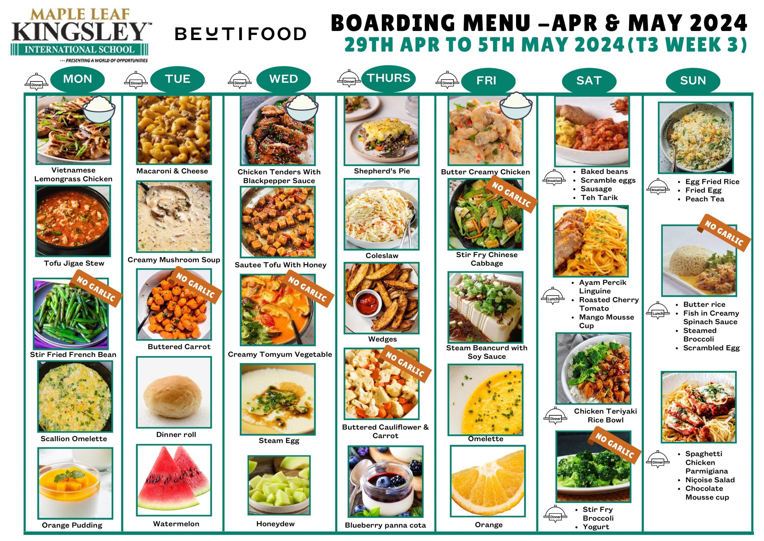 Food Menu - Maple Leaf Kingsley International School