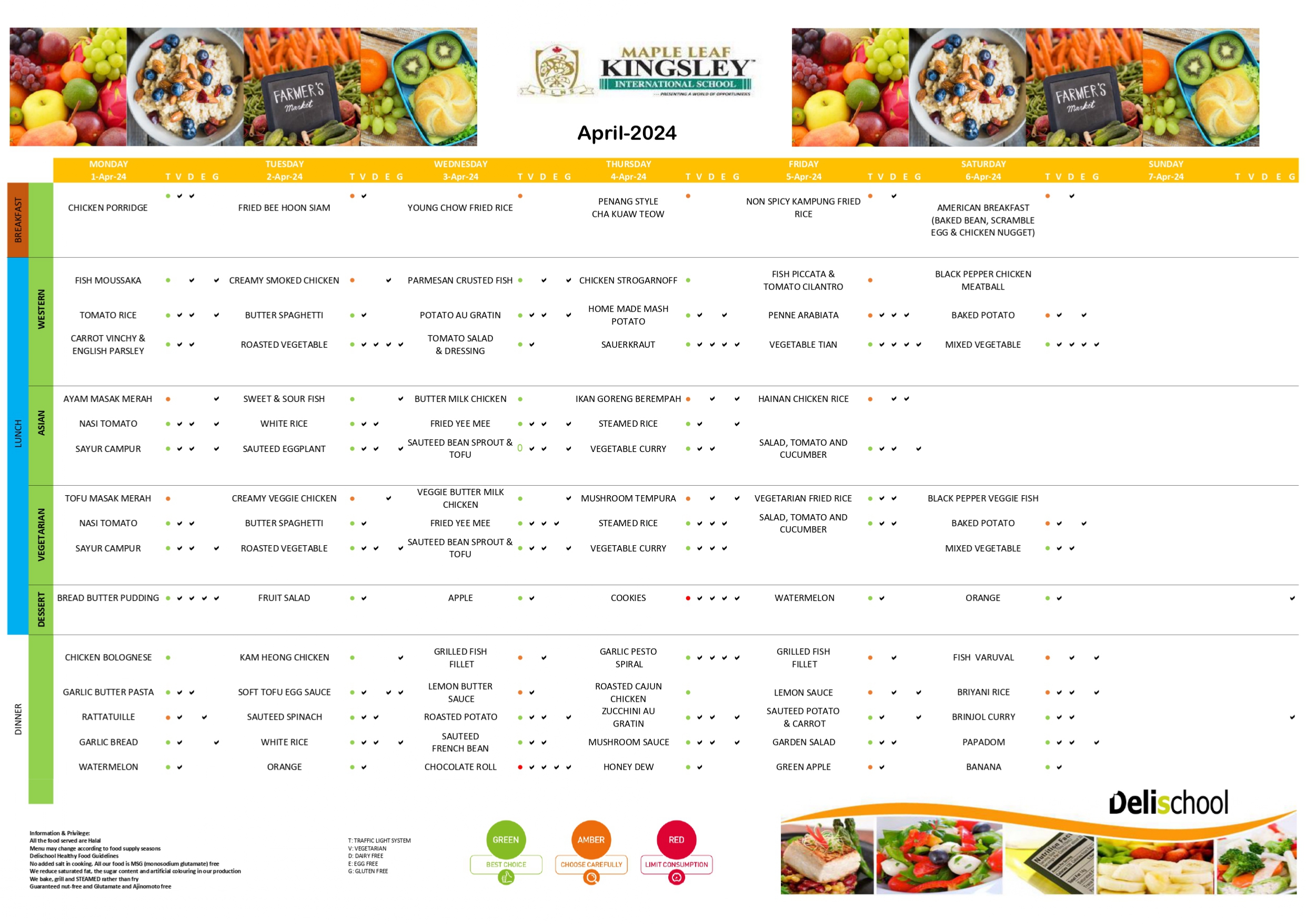 Food Menu - Maple Leaf Kingsley International School