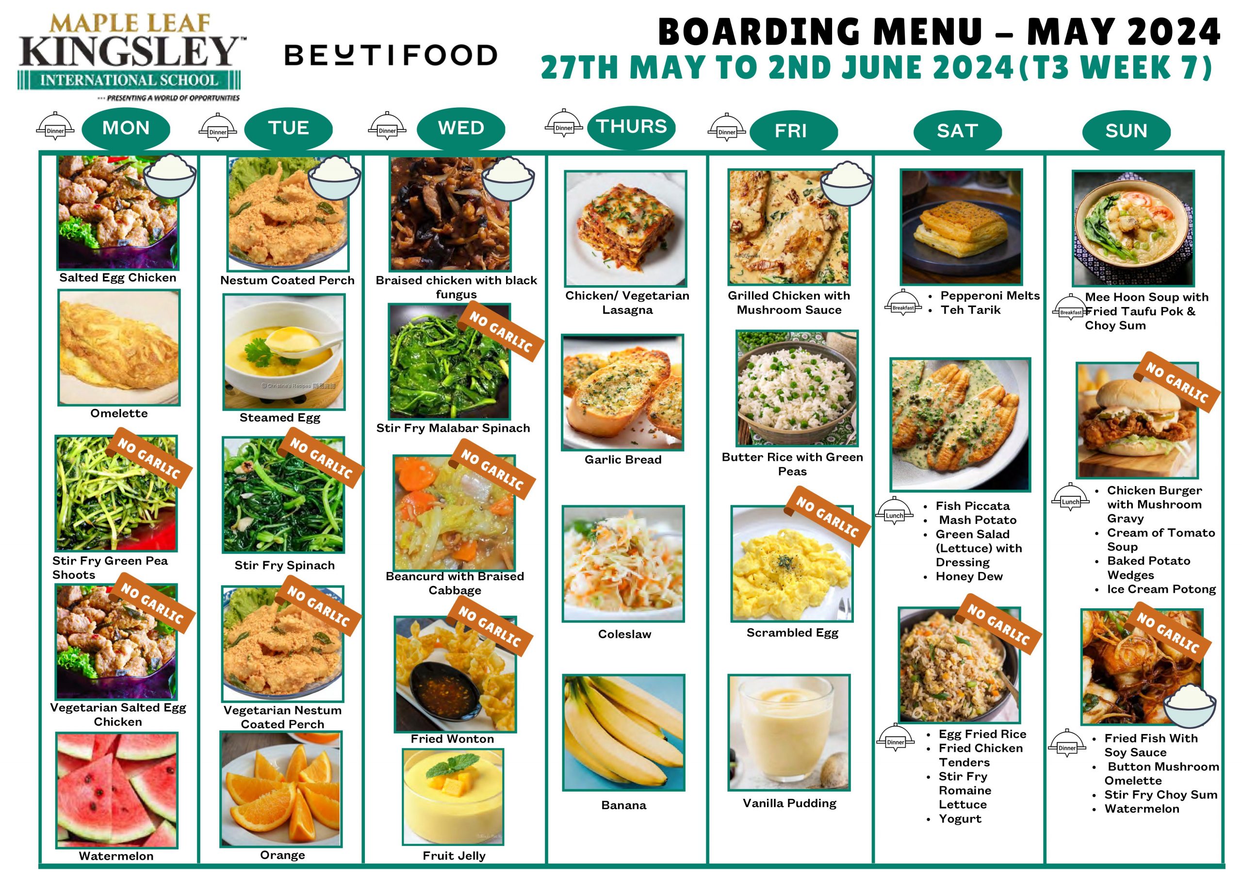 Food Menu - Maple Leaf Kingsley International School