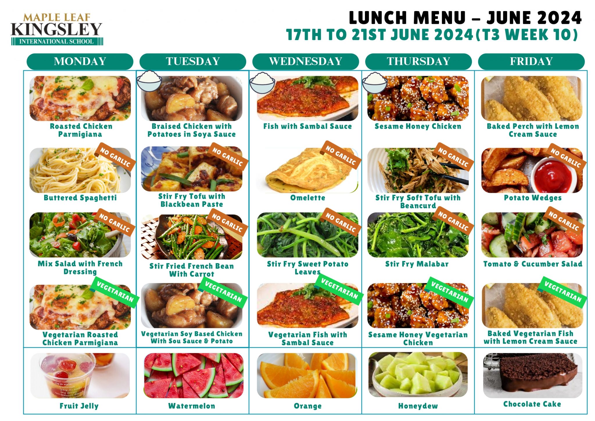 Food Menu - Maple Leaf Kingsley International School
