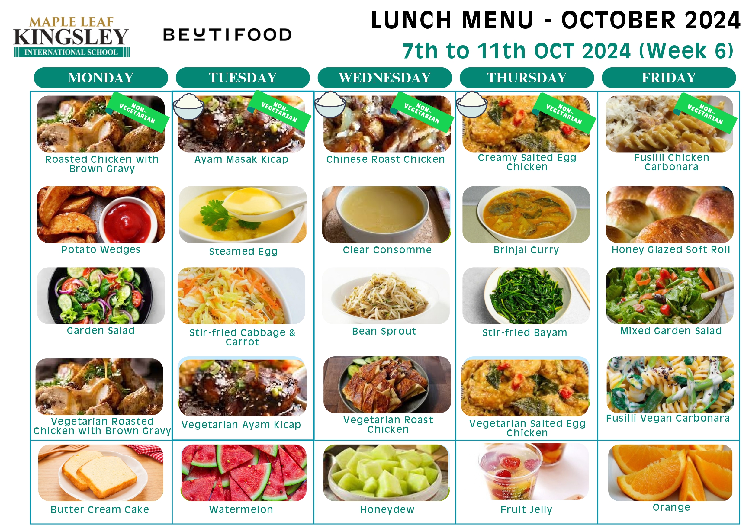 Food Menu - Maple Leaf Kingsley International School