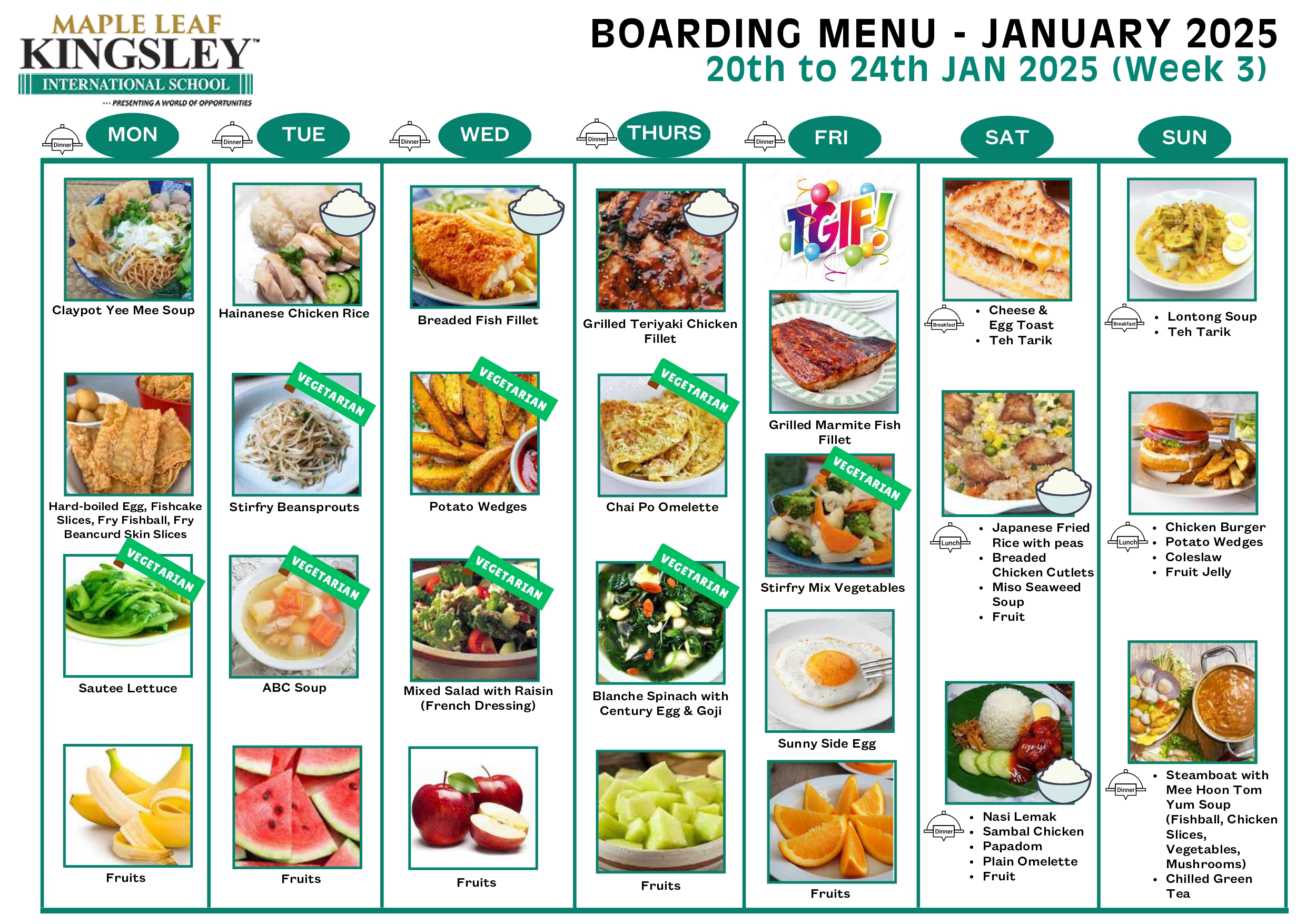 Food Menu - Maple Leaf Kingsley International School