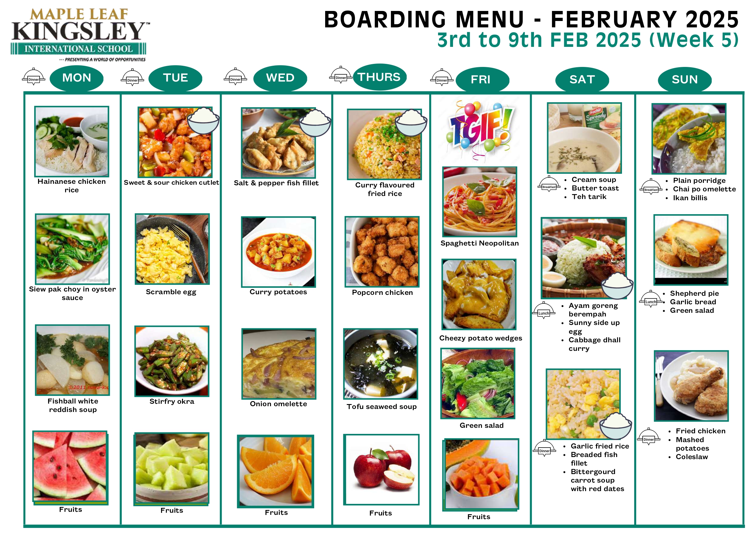 Food Menu - Maple Leaf Kingsley International School