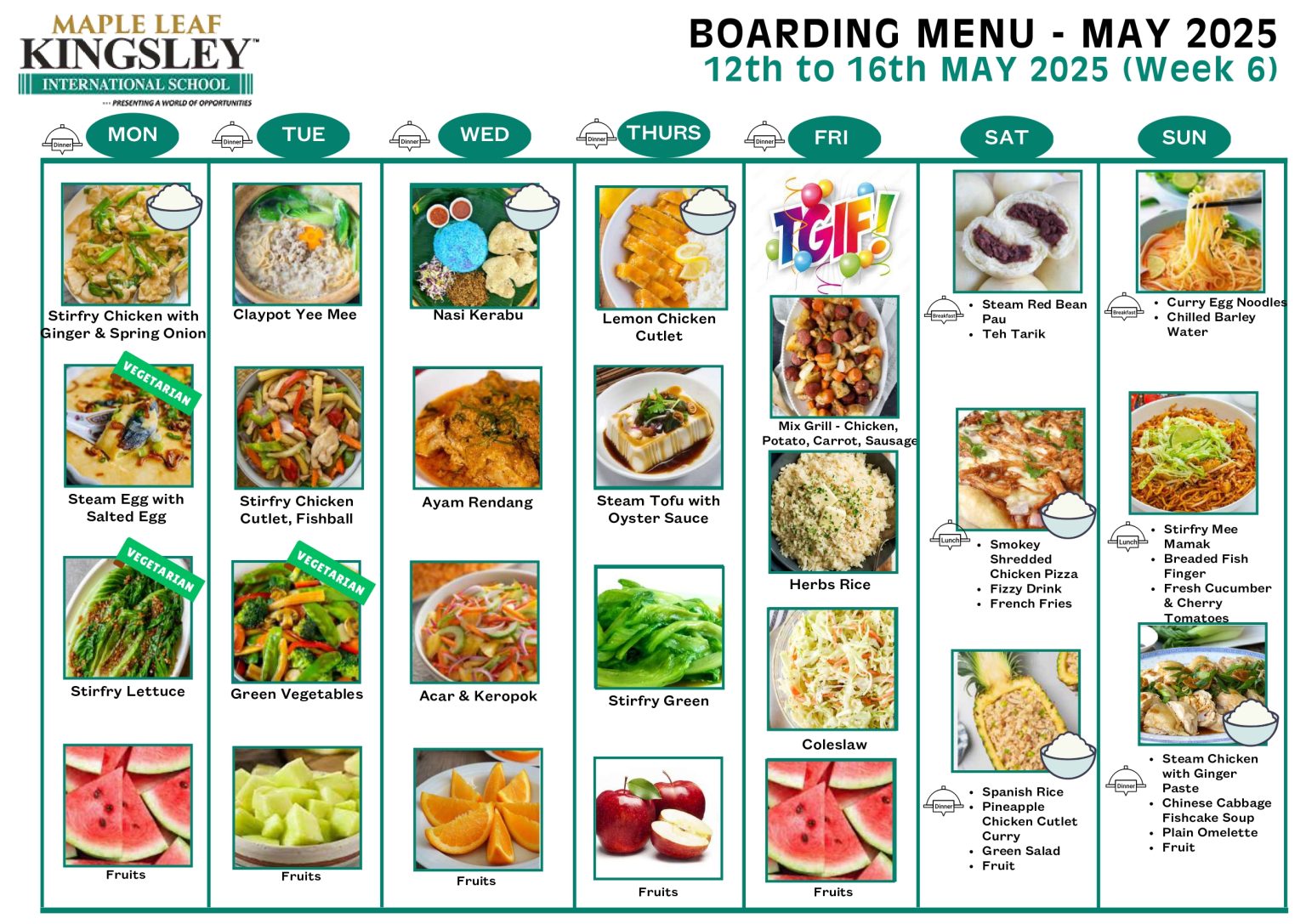 Food Menu - Maple Leaf Kingsley International School