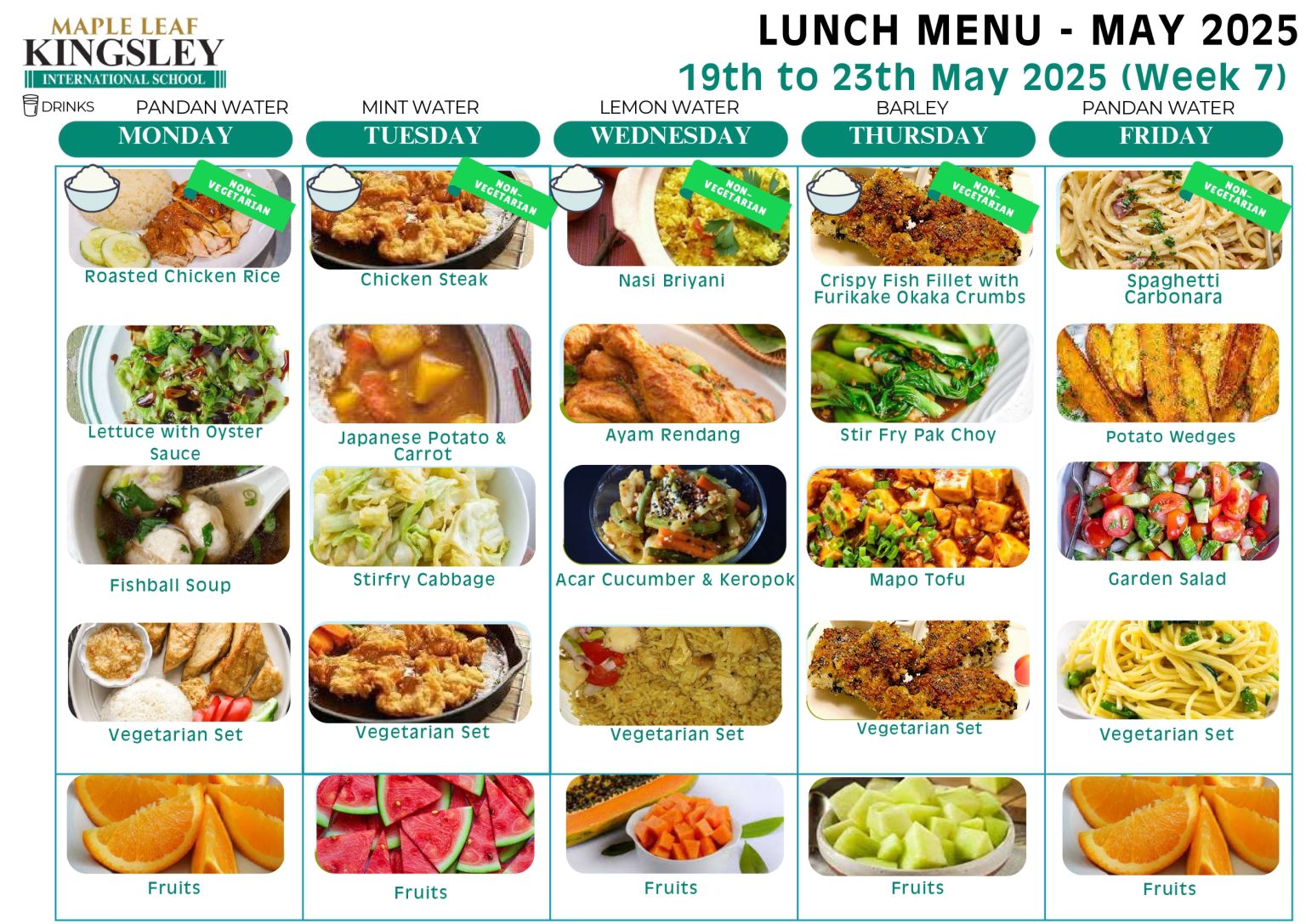Food Menu - Maple Leaf Kingsley International School
