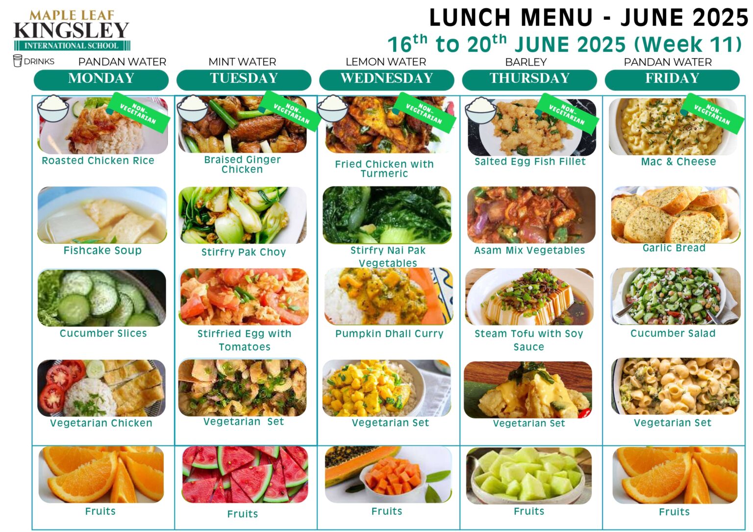 Food Menu - Maple Leaf Kingsley International School
