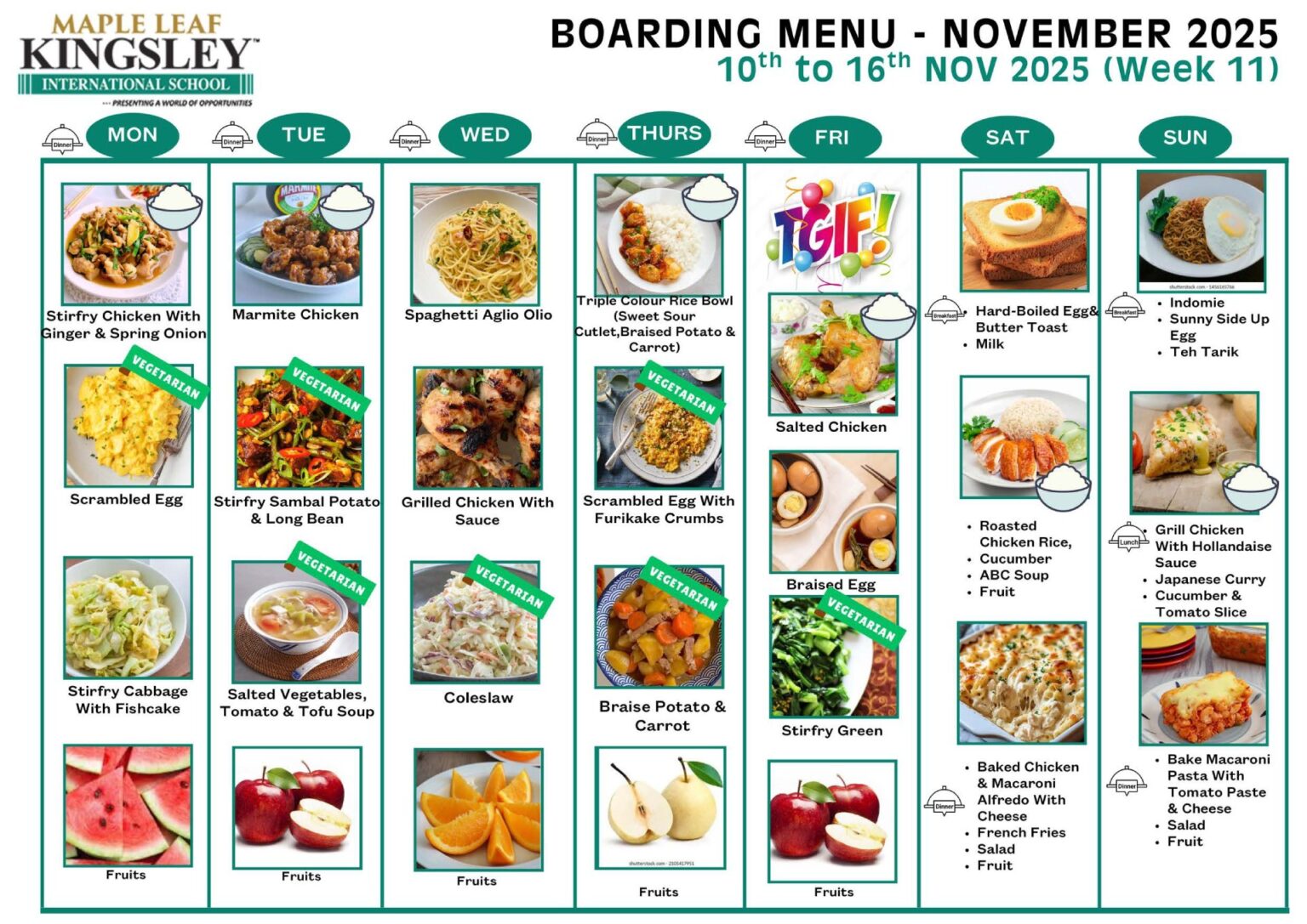 School Food Menu - Kingsley International School