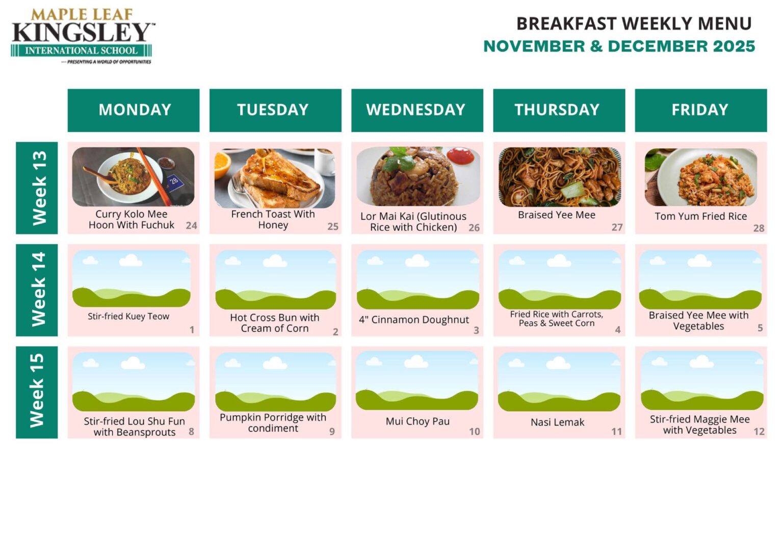 School Food Menu - Kingsley International School