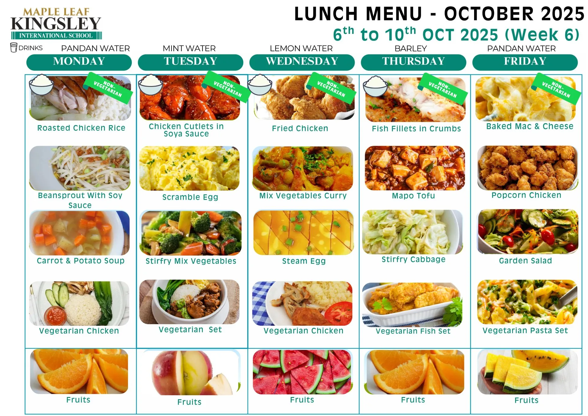 School Food Menu - Kingsley International School