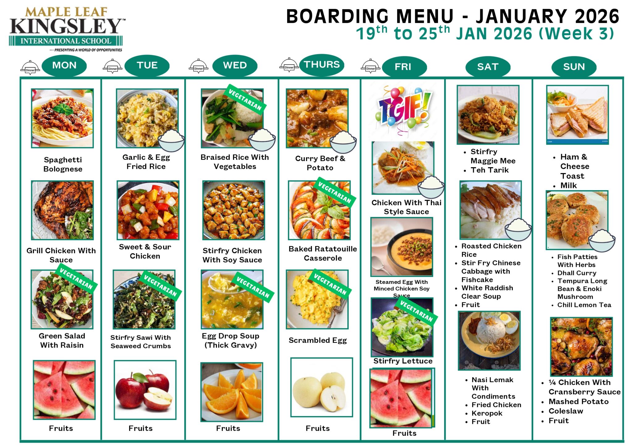 School Food Menu - Kingsley International School