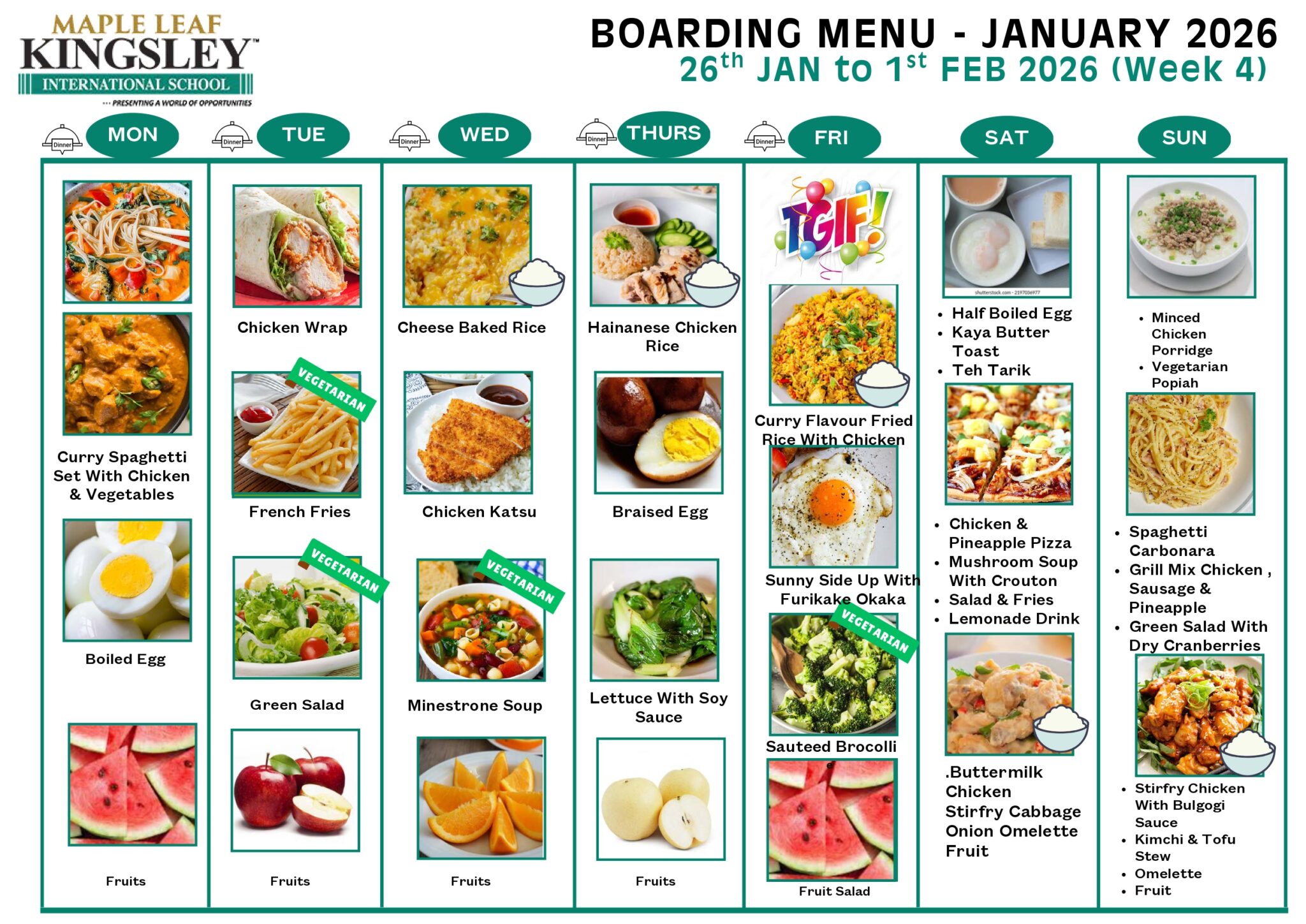 School Food Menu - Kingsley International School